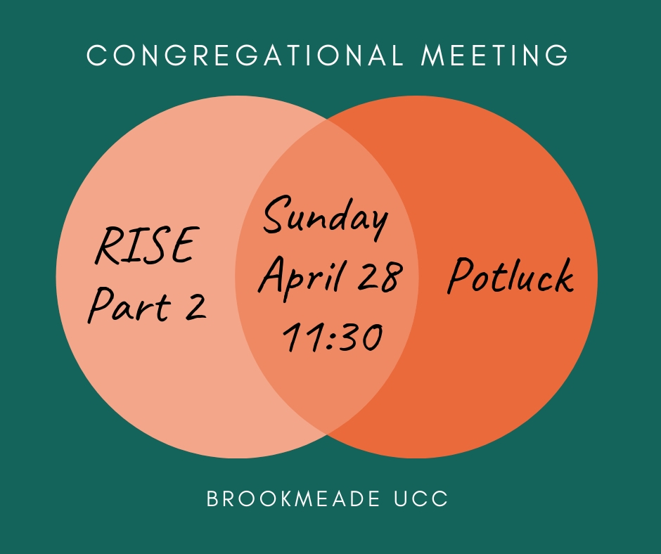 Sun. April 28th: RISE Part 2, Congregational Meeting and Potluck